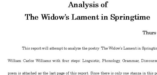 Analysis of The Lament in Springtime