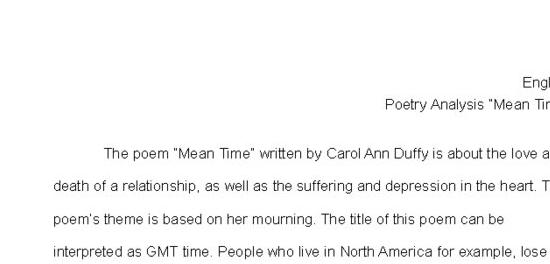 Poetry Analysis “Mean Time”